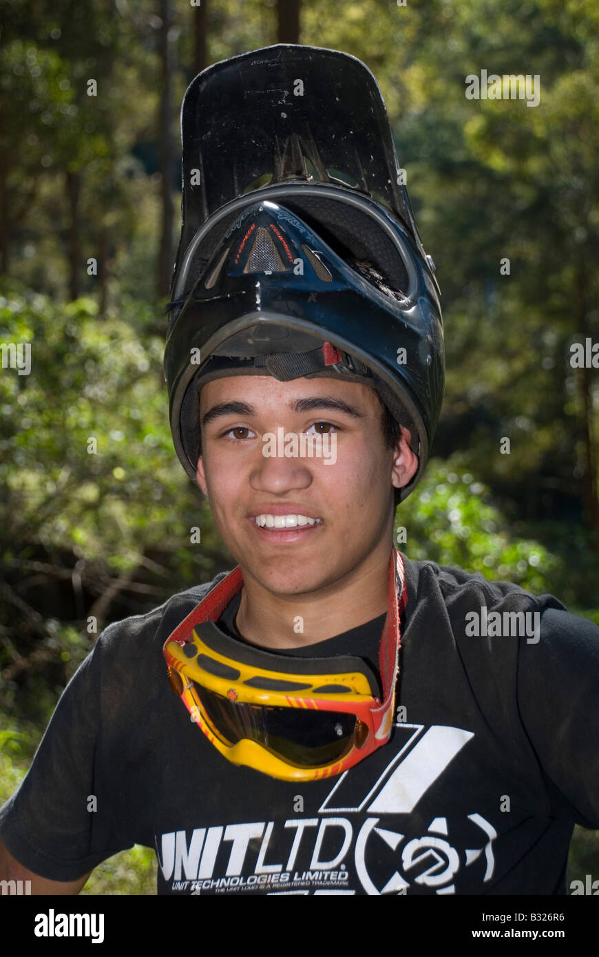 portrait of downhill bike rider Stock Photo - Alamy