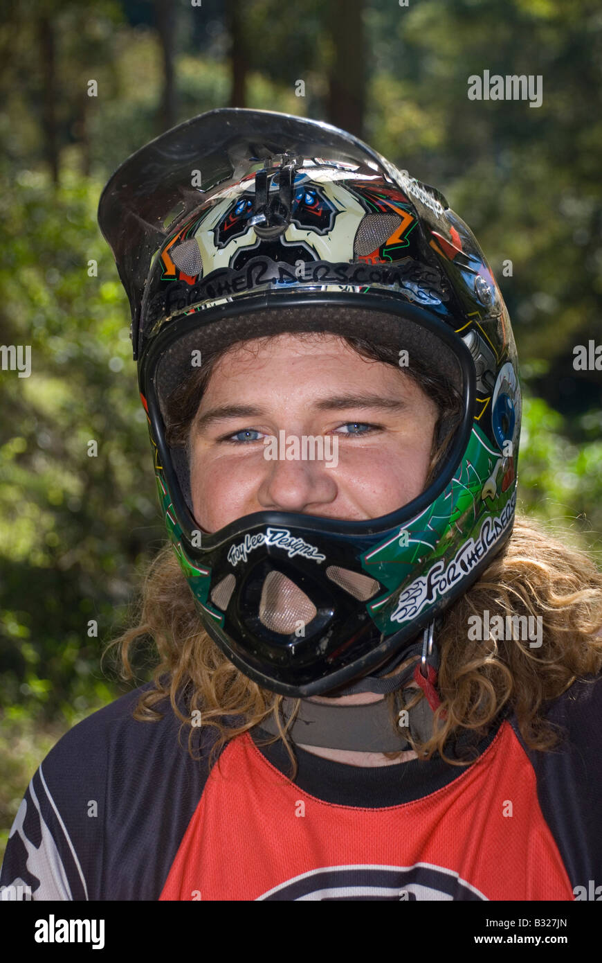 portrait of downhill bike rider Stock Photo - Alamy