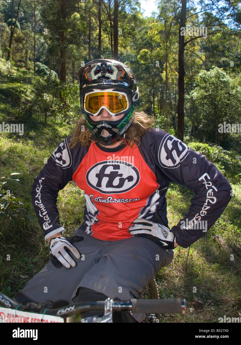 portrait of downhill bike rider Stock Photo - Alamy