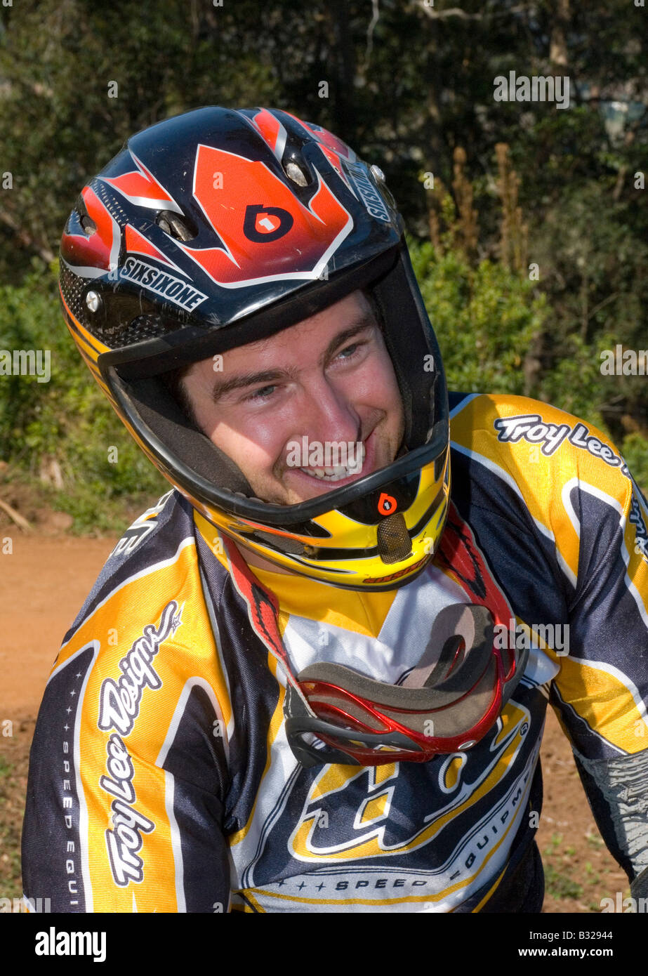 portrait of downhill bike rider Stock Photo - Alamy