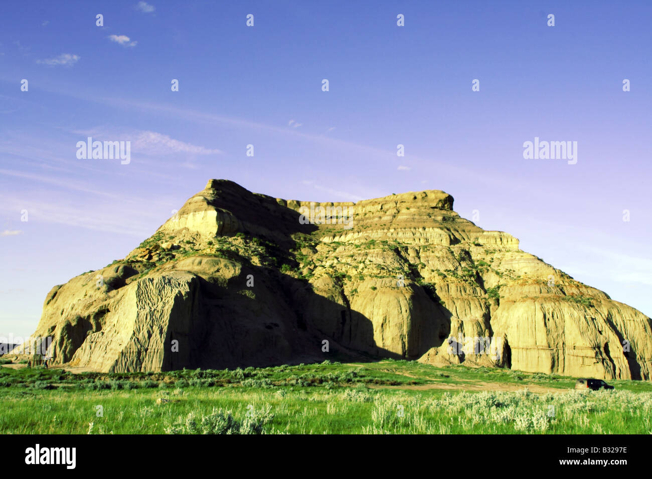 Castle Butte local landmark featuring badlands in Big Muddy Valley ...