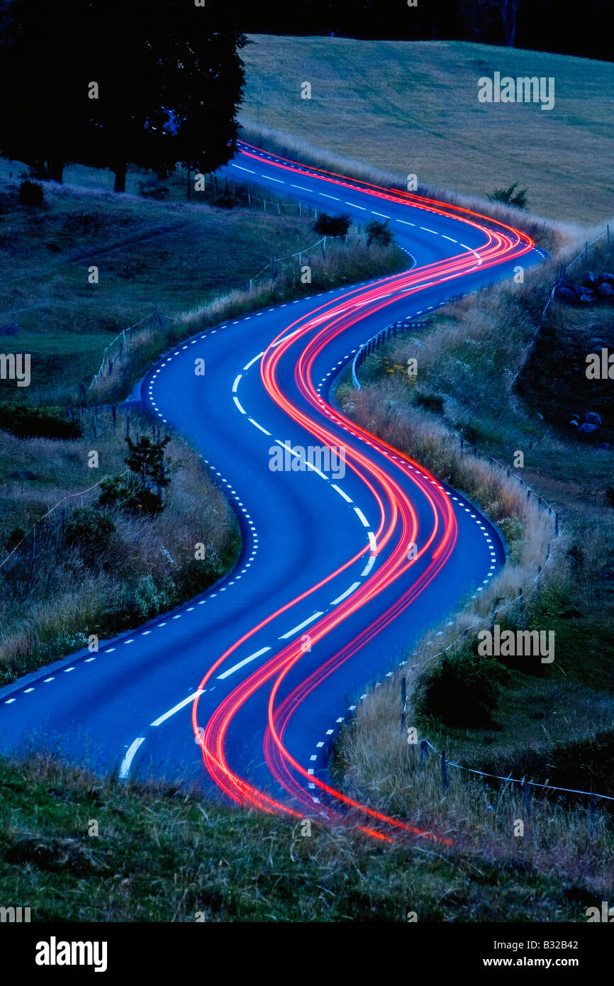 Winding road night hi-res stock photography and images - Alamy