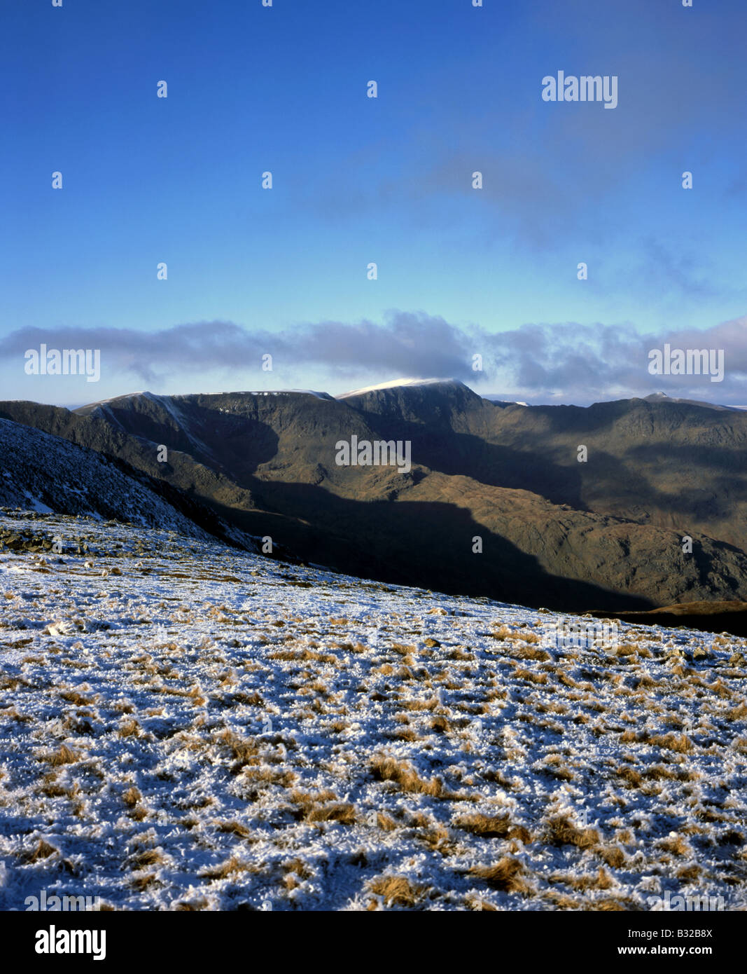 Winter view of the Helvellyn Range Dollywagon Pike Nethermost Pike ...