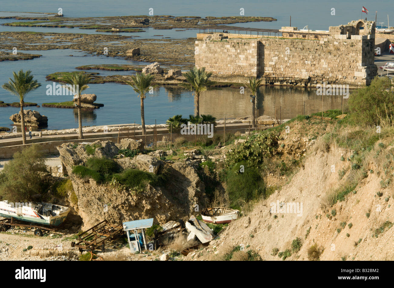 Entrance to the fishing port at Byblos Stock Photo - Alamy