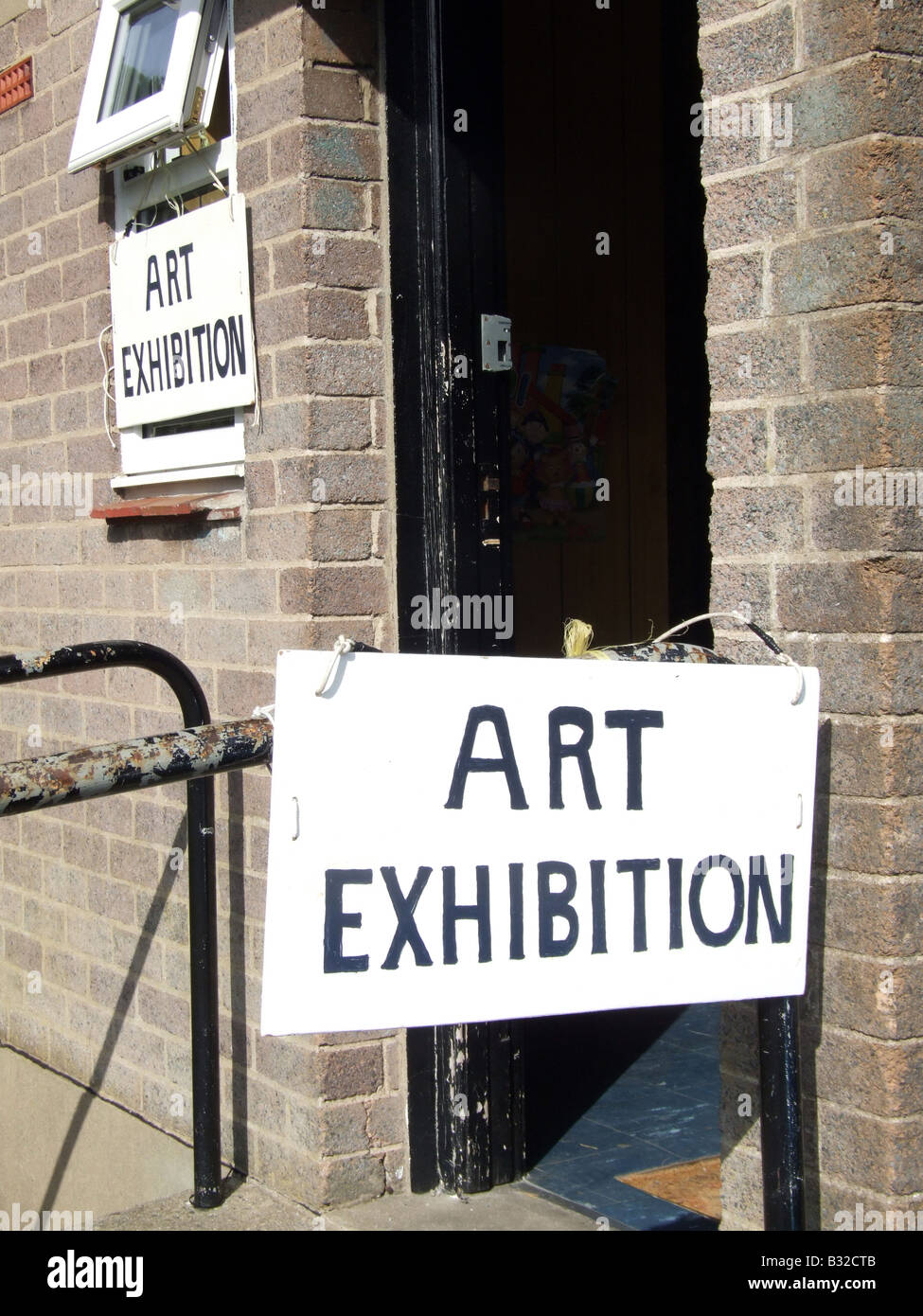 art exhibition sign notice, llanberis, north wales Stock Photo - Alamy