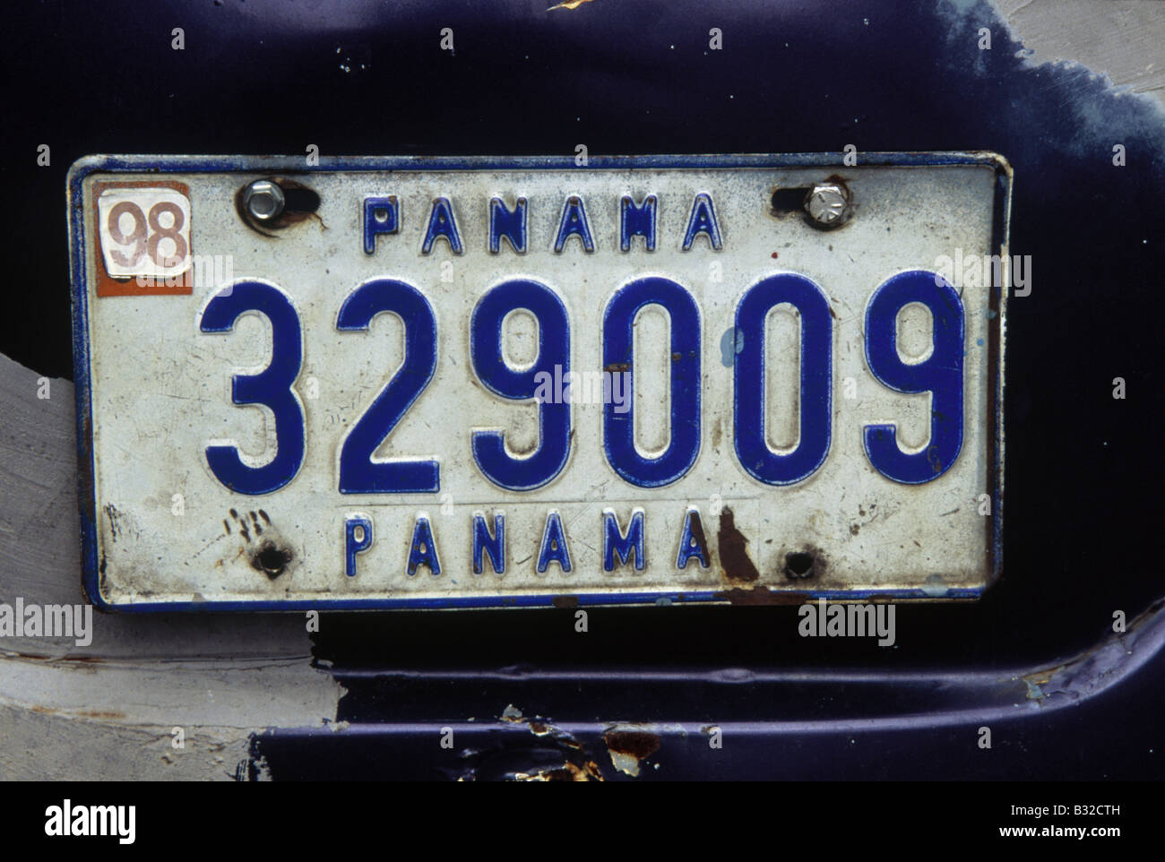 Licence plate numberplate Close up Figures CAR NUMBERPLATE PANAMA Stock ...