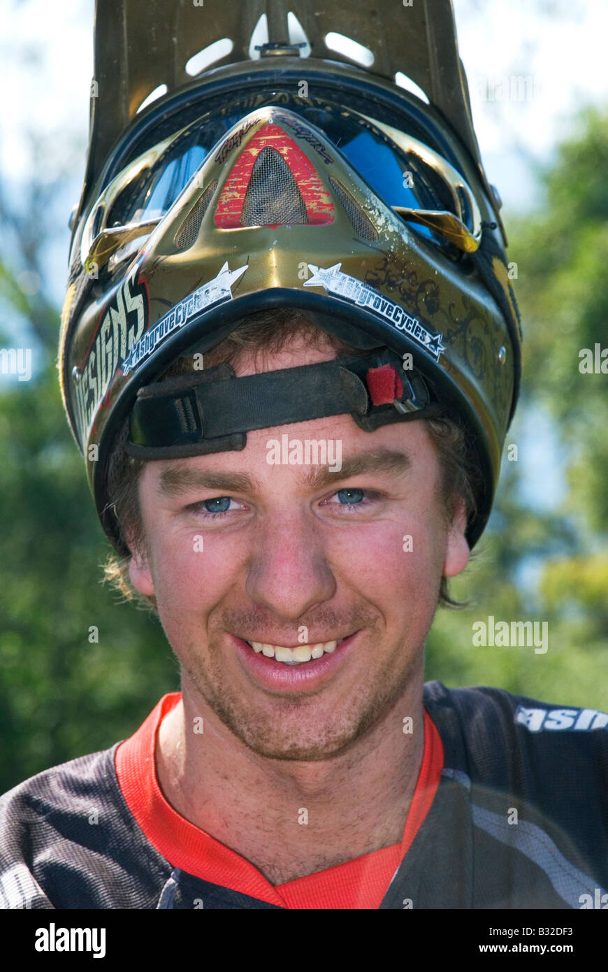 portrait of downhill bike rider Stock Photo - Alamy