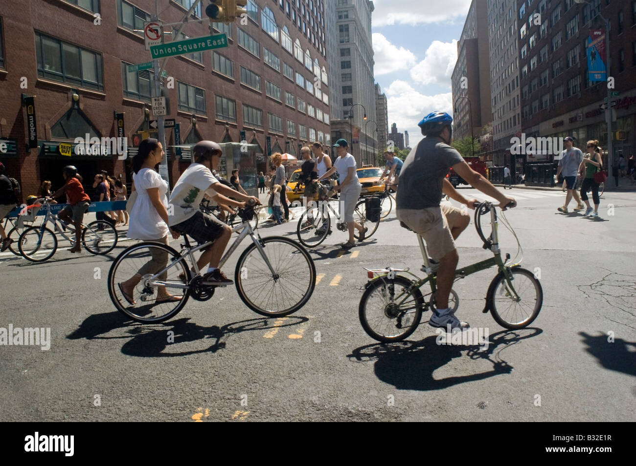 Bicyclists during the New York Summer Streets event Stock Photo - Alamy