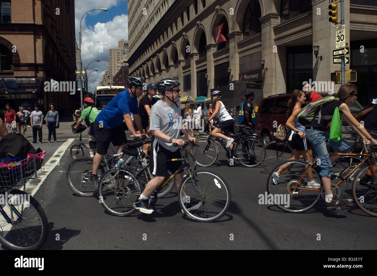 Bicyclists during the New York Summer Streets event Stock Photo - Alamy