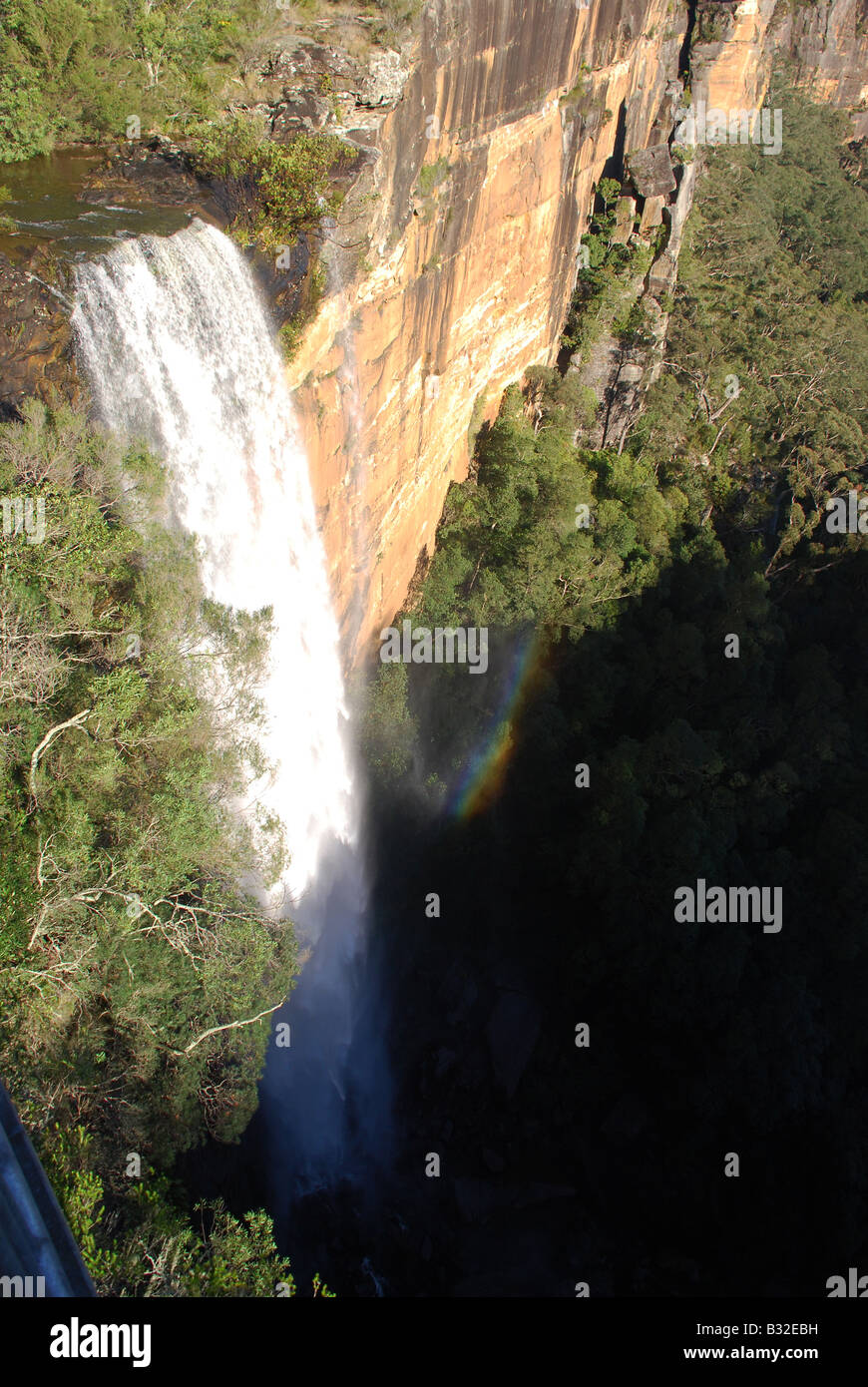 Dramatic waterfall rainbow at Fitzroy Falls, NSW, Australia Stock Photo ...