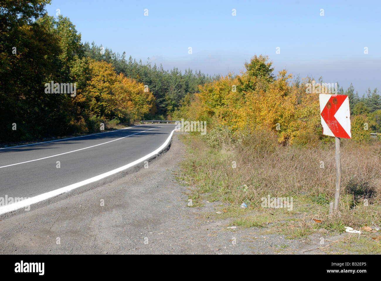 Directional road sign by roadside in Bulgaria, Eastern Europe Stock ...