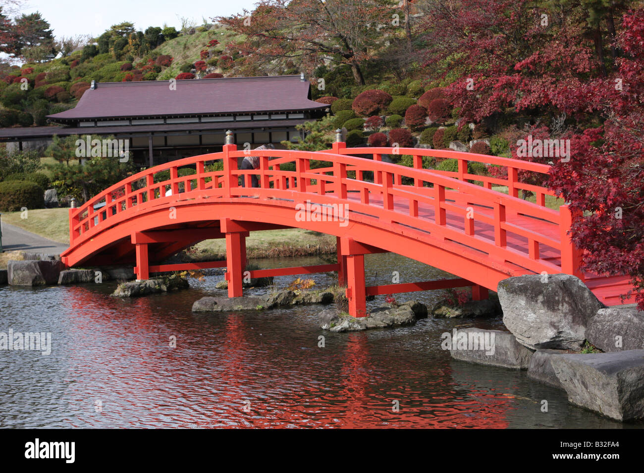 A beautiful red bridge in Japan Stock Photo - Alamy