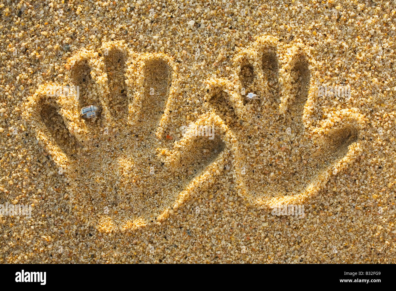 Couple hand print in sand hi-res stock photography and images - Alamy