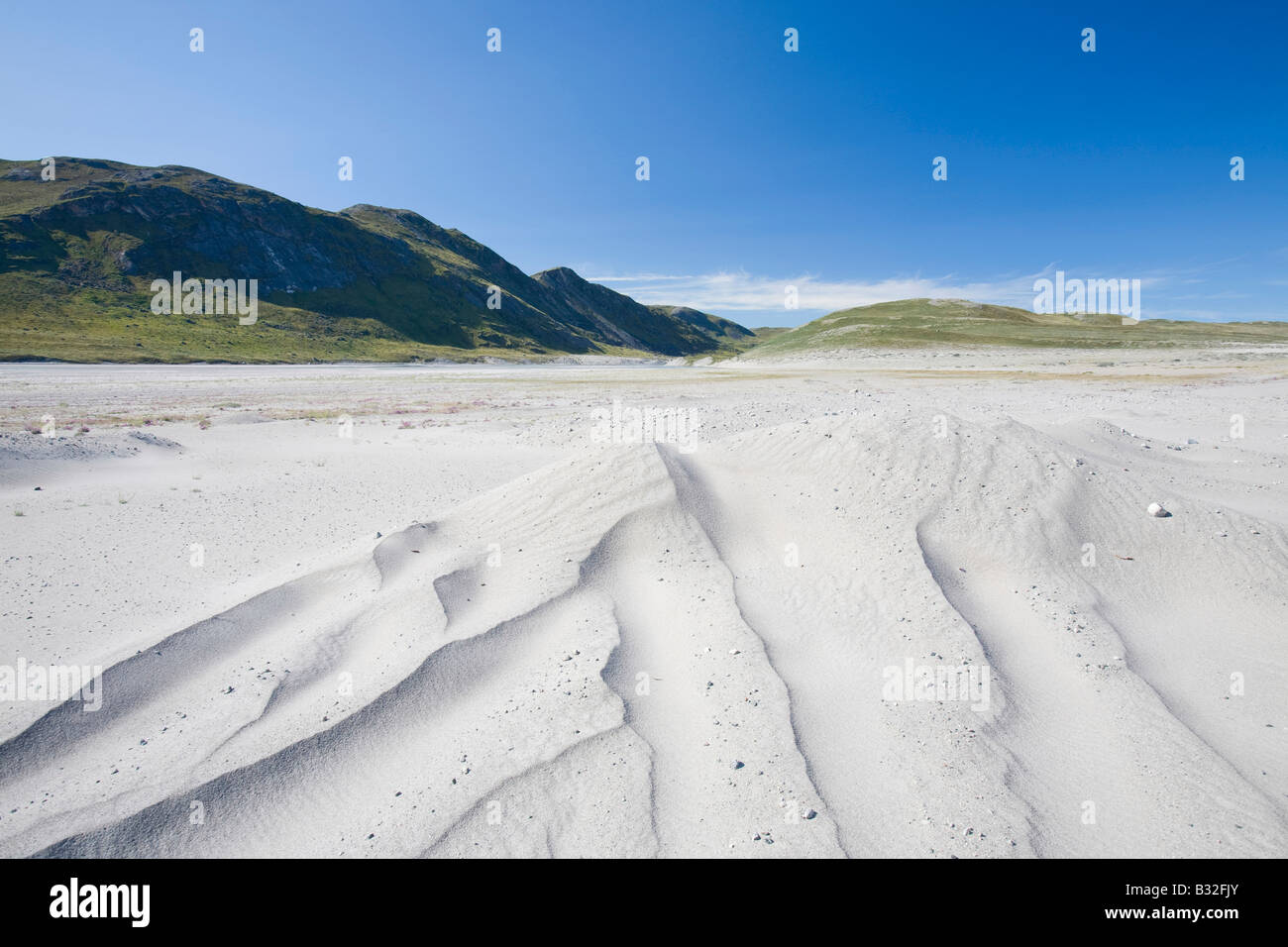 Sand dunes blown and shaped by the wind on an outwash plain below the ...