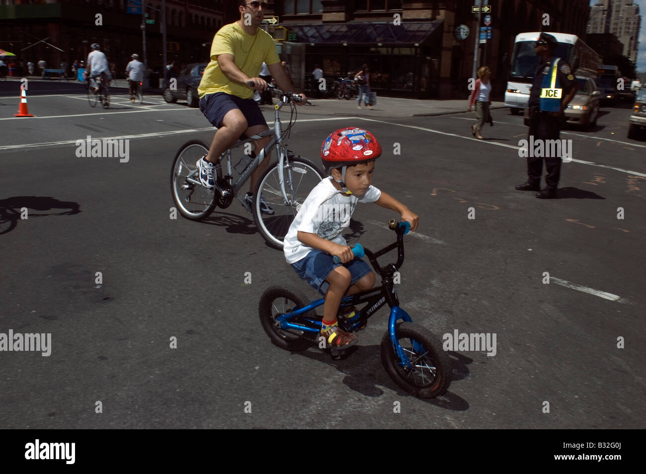 Bicyclists during the New York Summer Streets event Stock Photo - Alamy