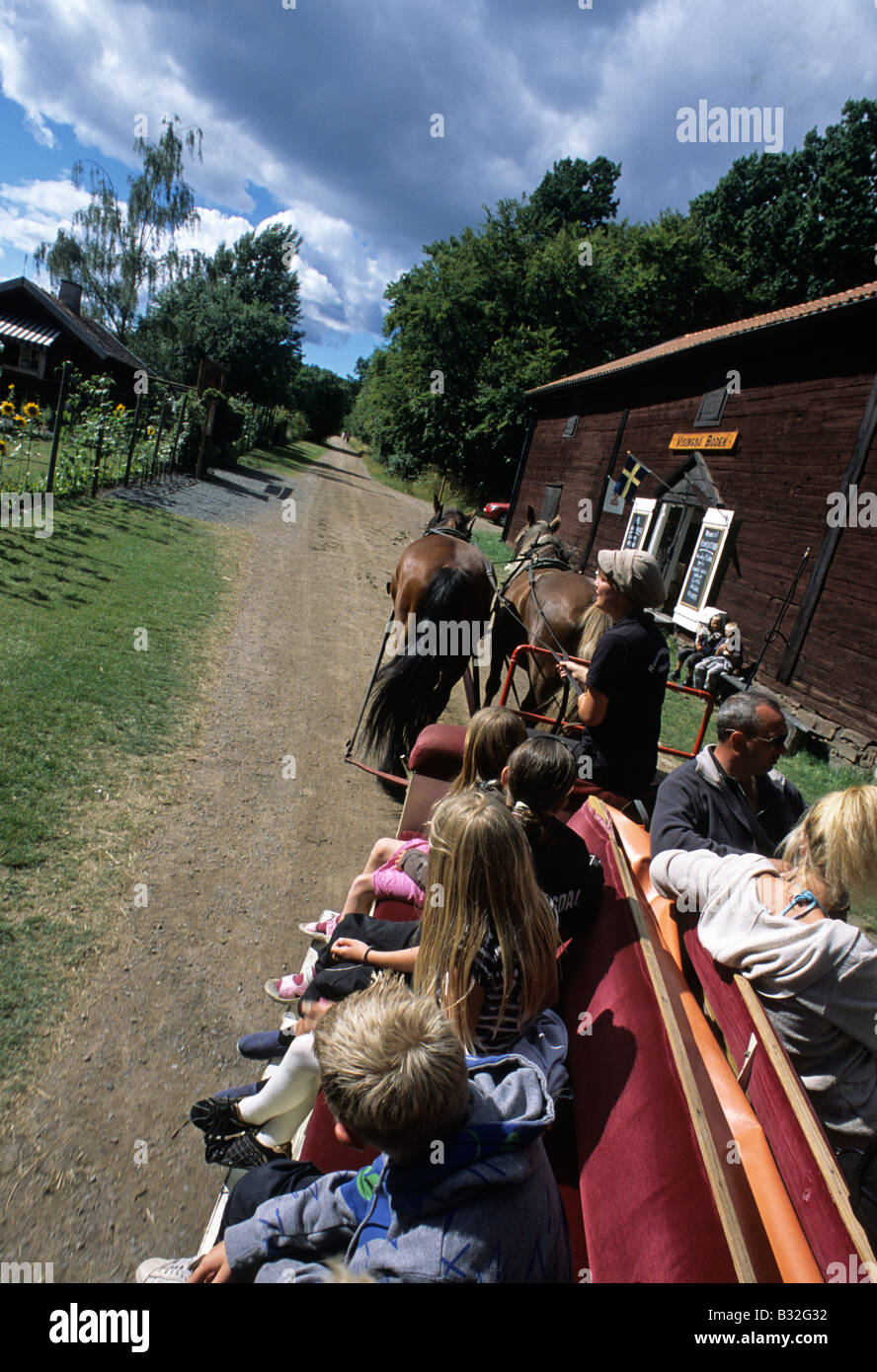 Sweden tourists visiting Visingso island on horse carriage Stock Photo ...