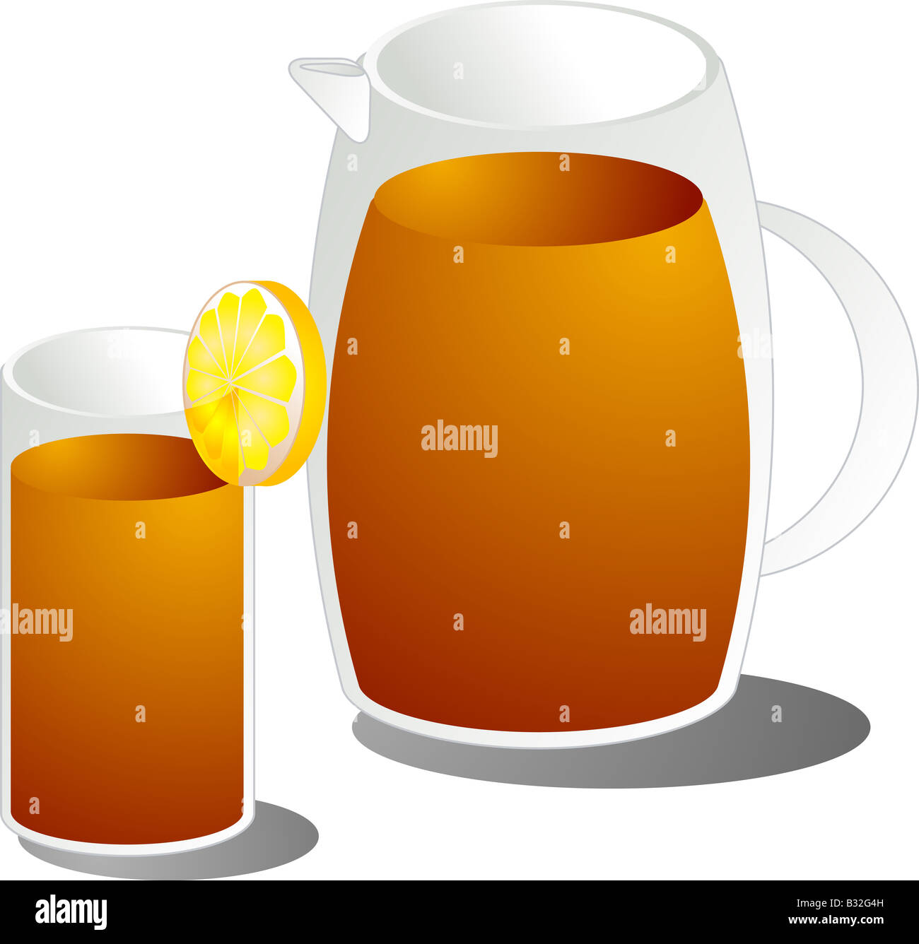 Illustration of ice tea in a pitcher and a glass isometric Stock Photo ...