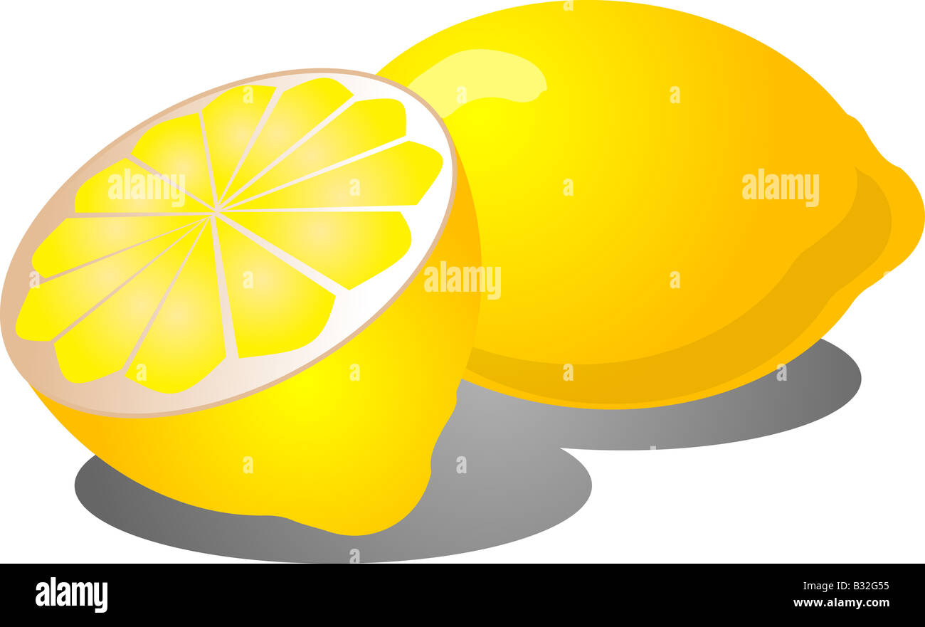 Illustration of a whole lemon and half lemon isometric color gradient ...