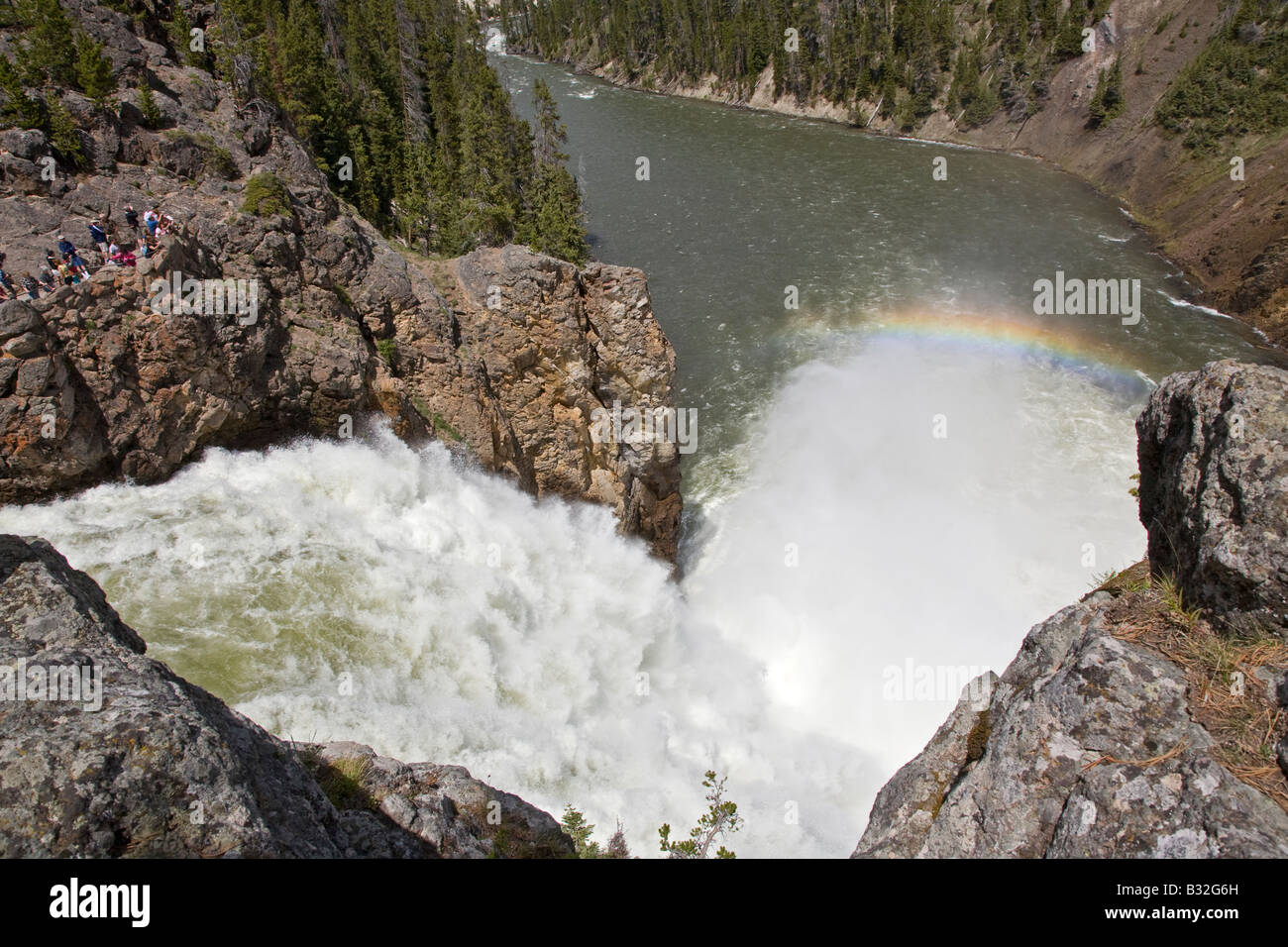 The UPPER YELLOWSTONE FALLS and the YELLOWSTONE RIVER during spring ...