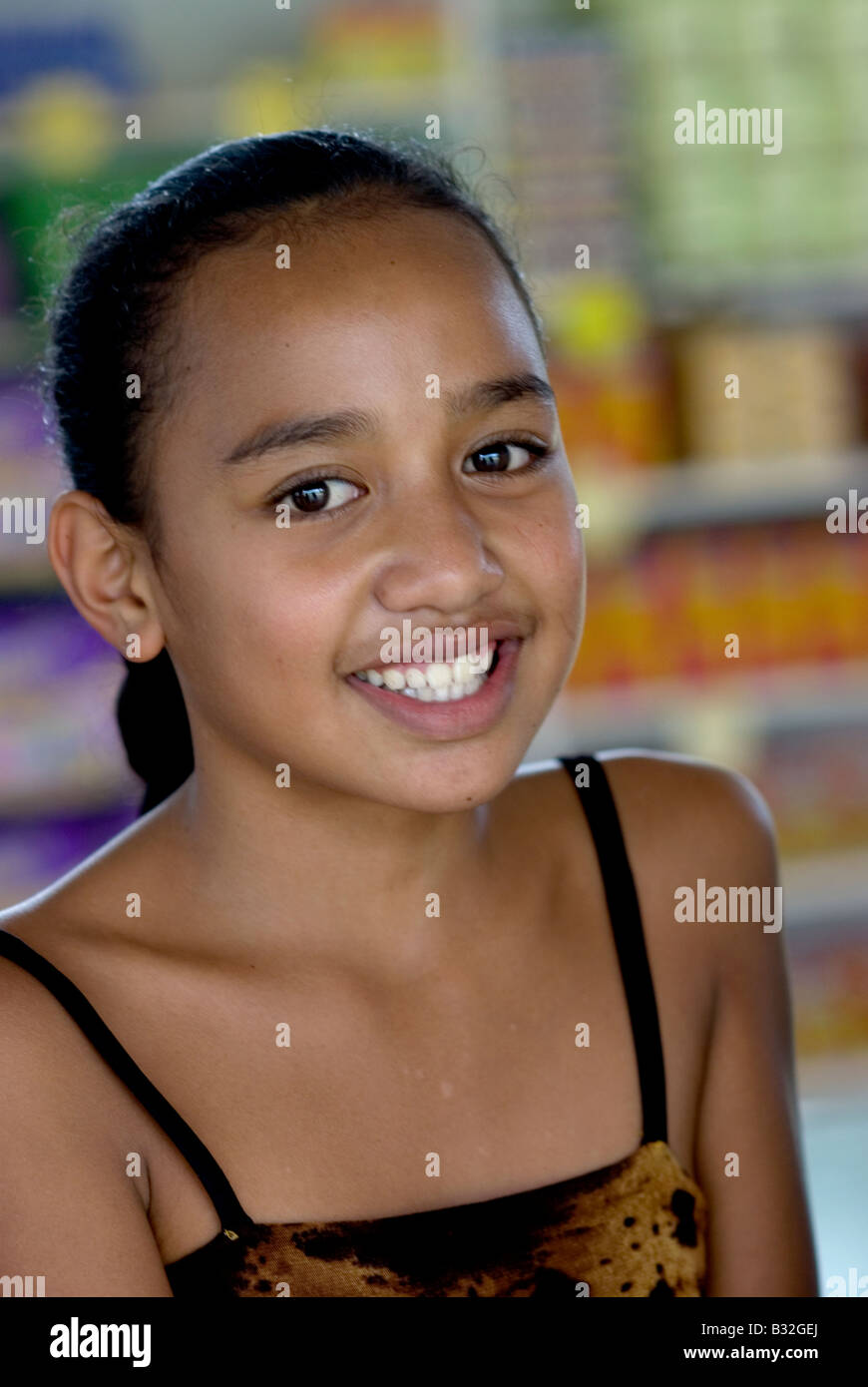 girl on Atiu Cook Islands Stock Photo - Alamy