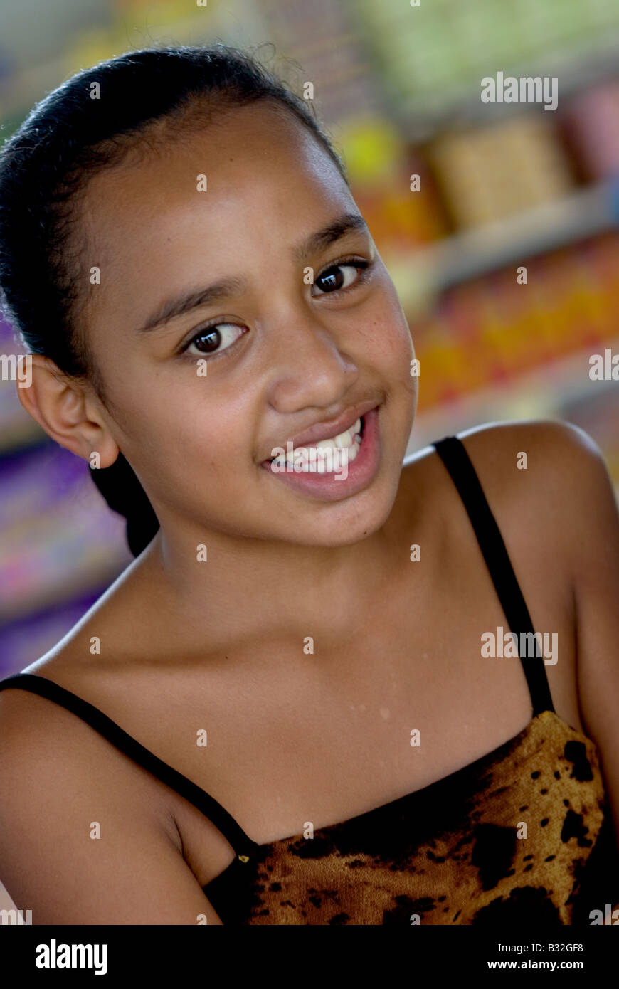girl on Atiu Cook Islands Stock Photo - Alamy