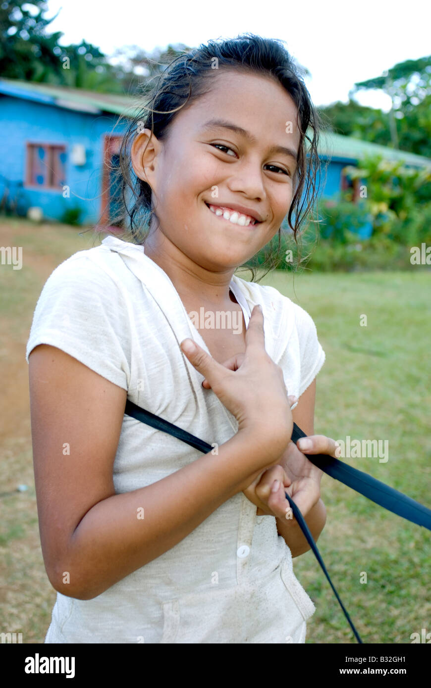 girl on Atiu Cook Islands Stock Photo - Alamy