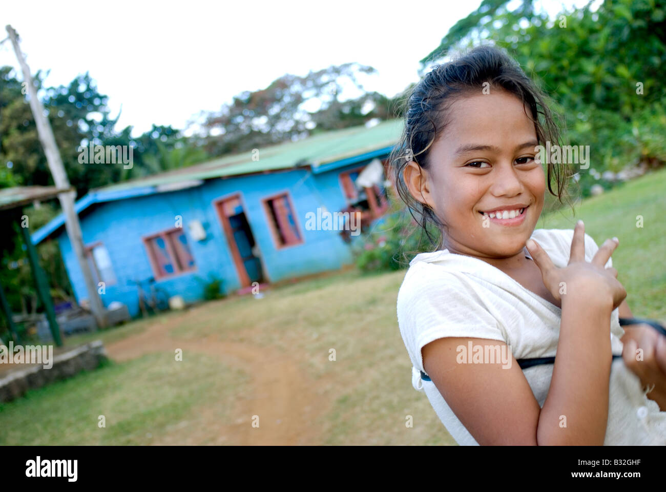 girl on Atiu Cook Islands Stock Photo - Alamy