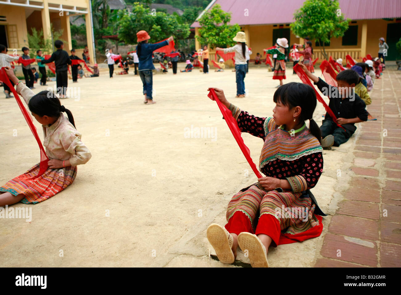 Flower Hmong children at a village school near Bac Ha, north eastern ...