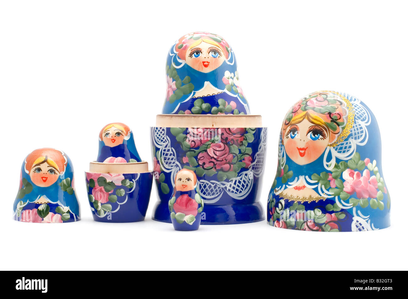 object on white Russian national souvenir wood doll Stock Photo - Alamy