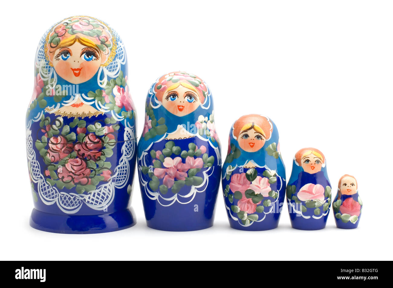 object on white Russian national souvenir wood doll Stock Photo - Alamy