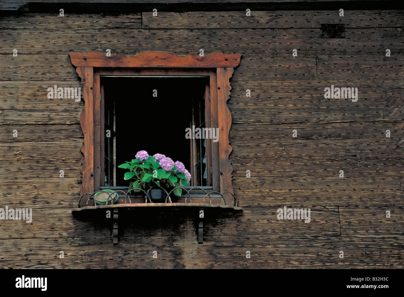 Oberammergau Passion Play Bavaria Germany Europe open window of a wood ...