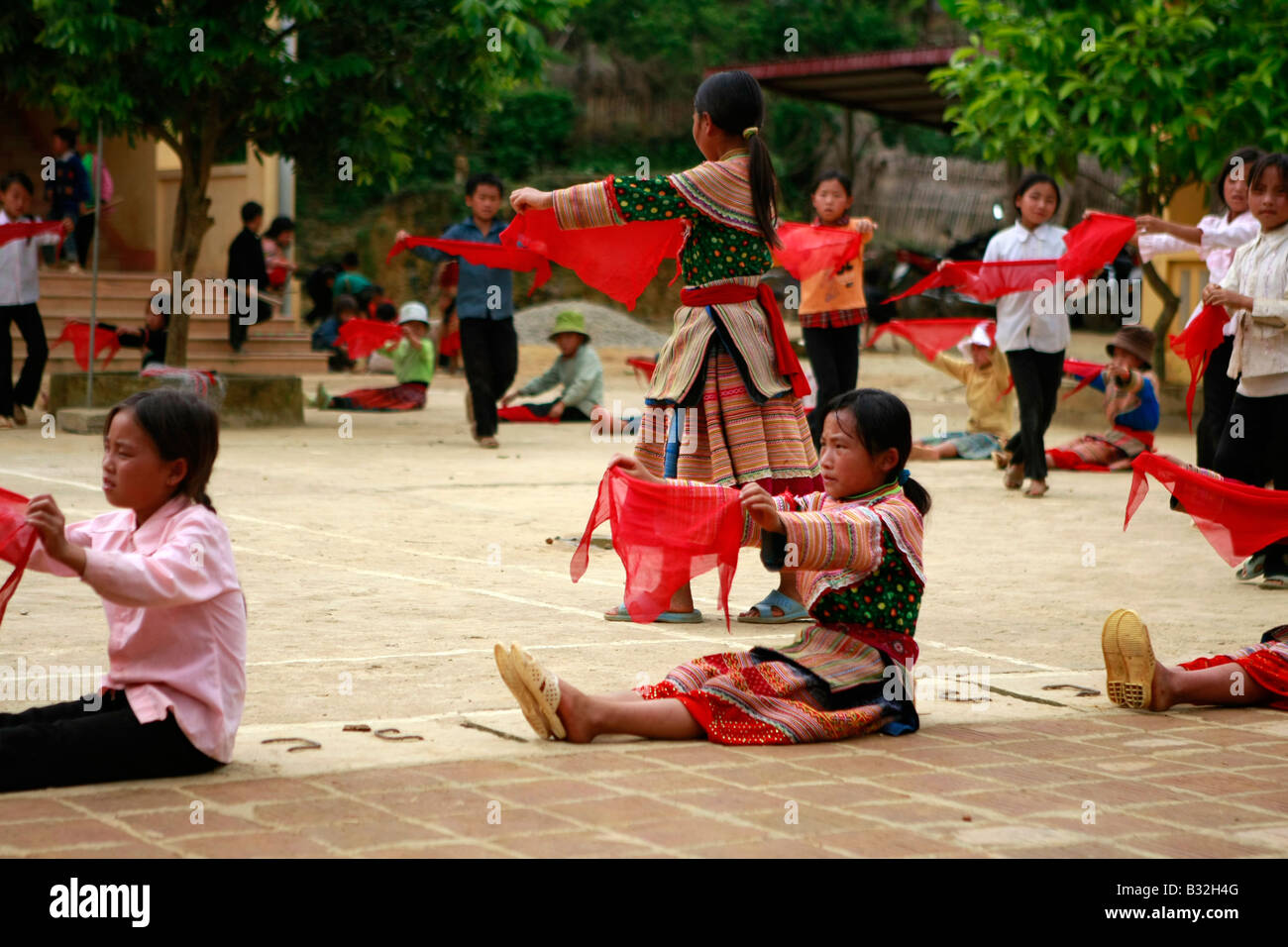 Flower Hmong children at a village school near Bac Ha, north eastern ...