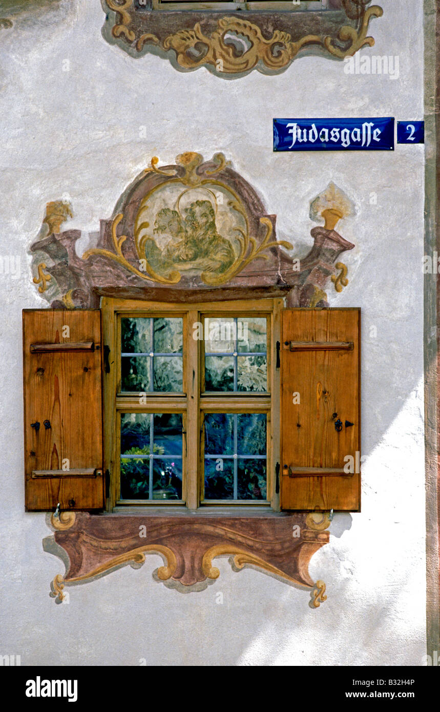 Oberammergau Passion Play Bavaria Germany Europe typical painted facade ...