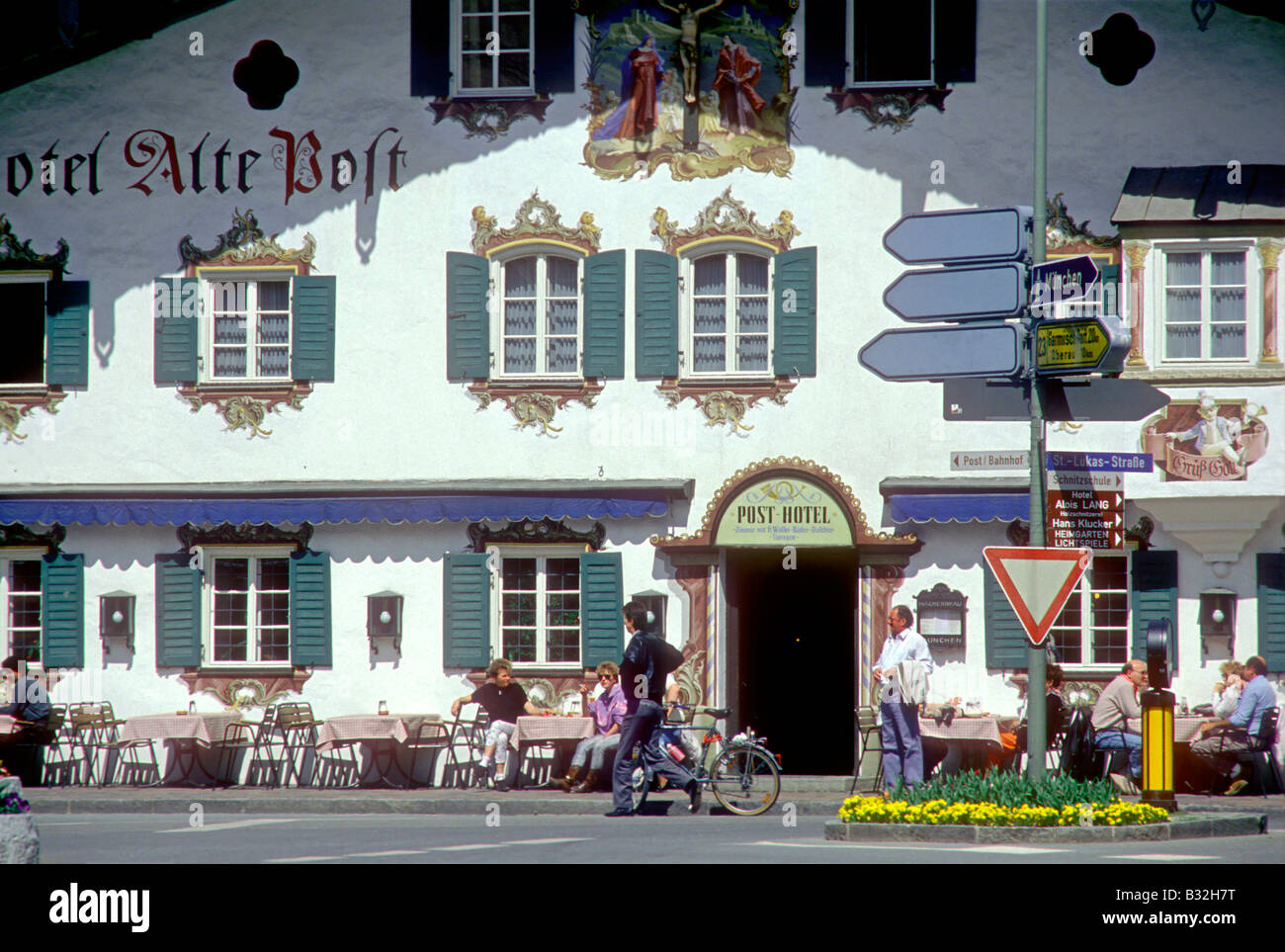 Oberammergau Passion Play Bavaria Germany Europe typical painted facade ...
