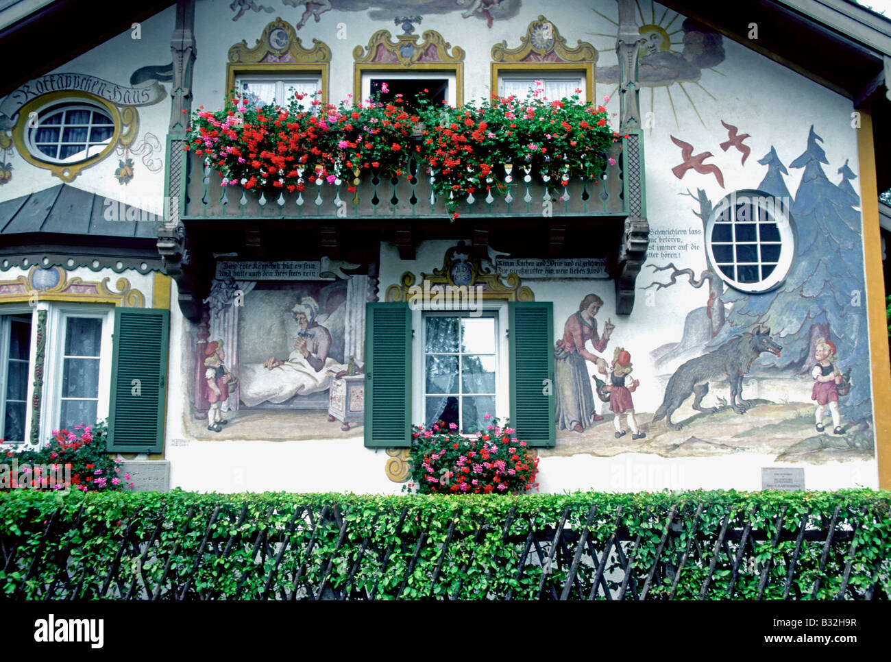 Oberammergau Passion Play Bavaria Germany Europe typical painted facade ...