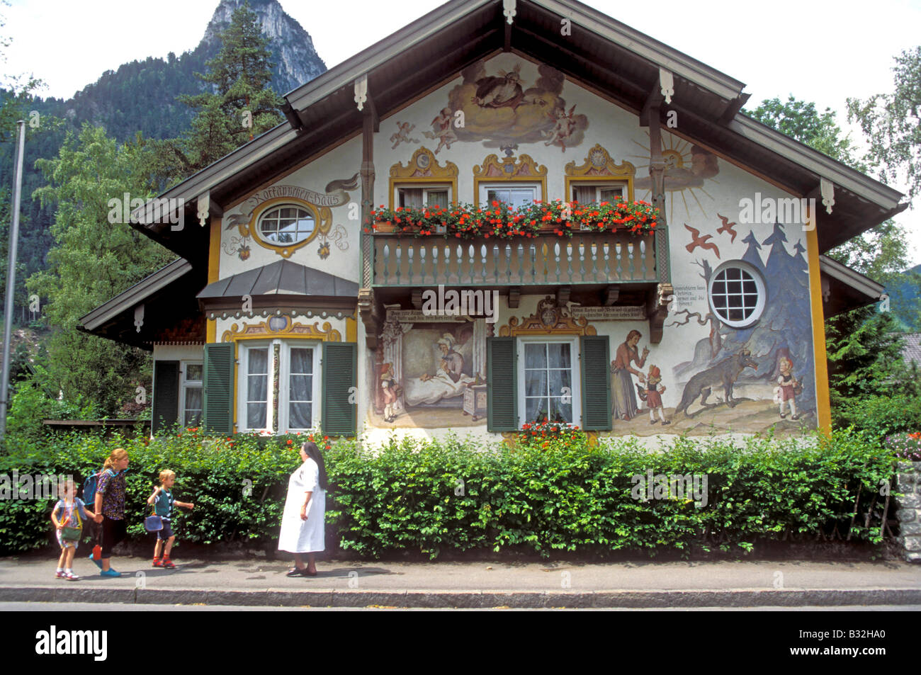 Oberammergau Passion Play Bavaria Germany Europe typical painted facade ...