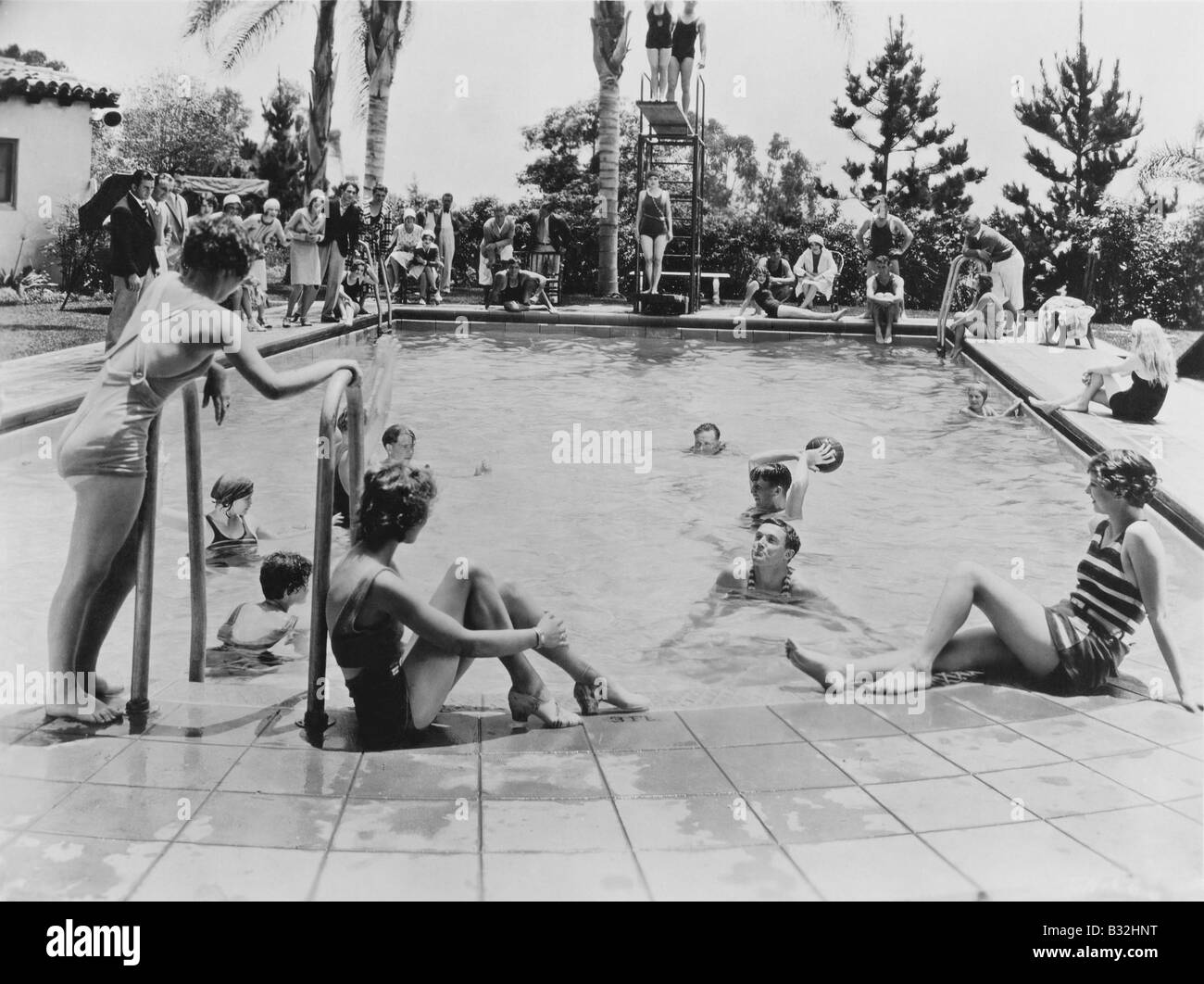 Adult pool party Black and White Stock Photos & Images - Alamy