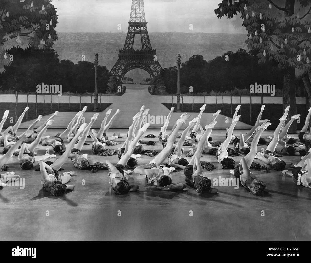 People exercising together Black and White Stock Photos & Images - Alamy
