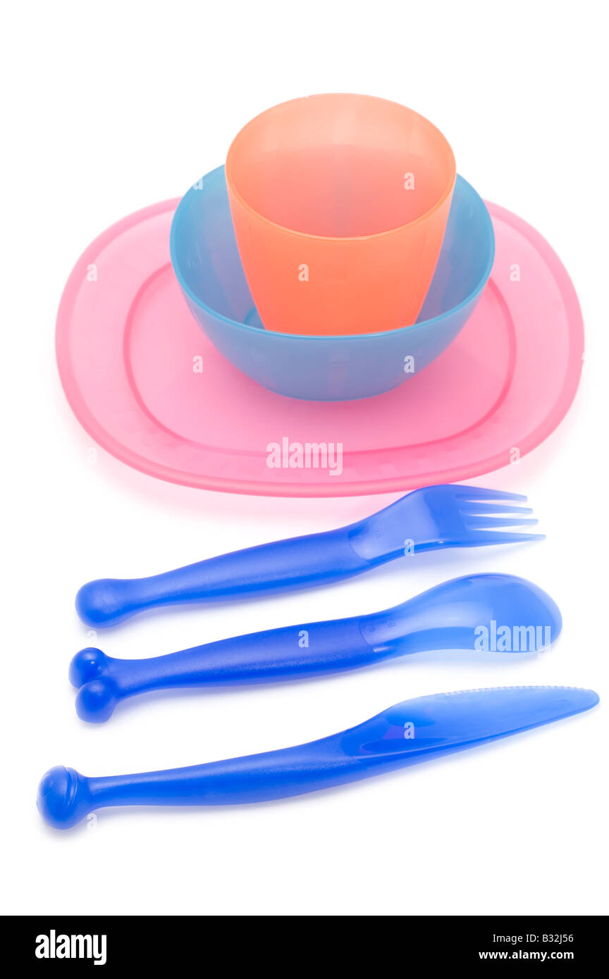 object on white kitchen utensil Set of plastic ware Stock Photo - Alamy