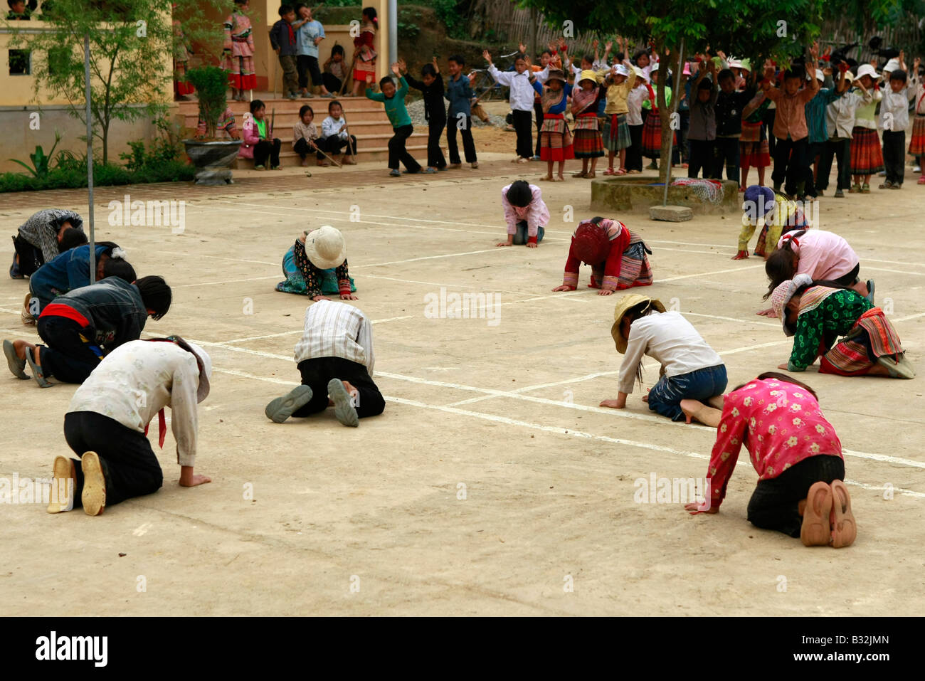 Flower Hmong children at a village school near Bac Ha, north eastern ...