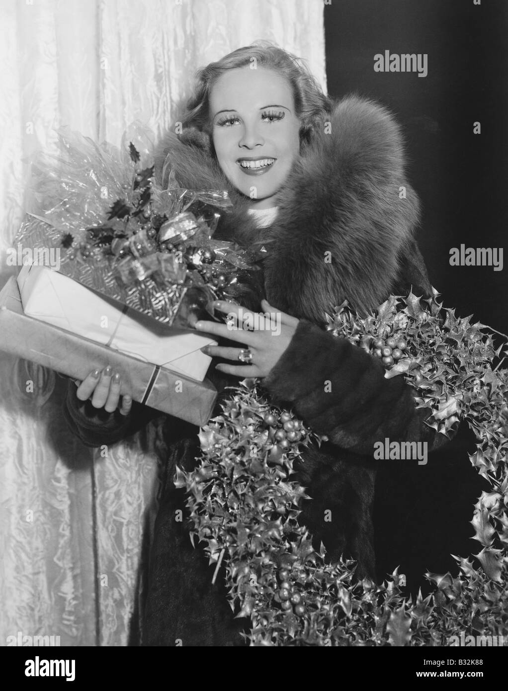 Portrait happy female customer Black and White Stock Photos & Images ...