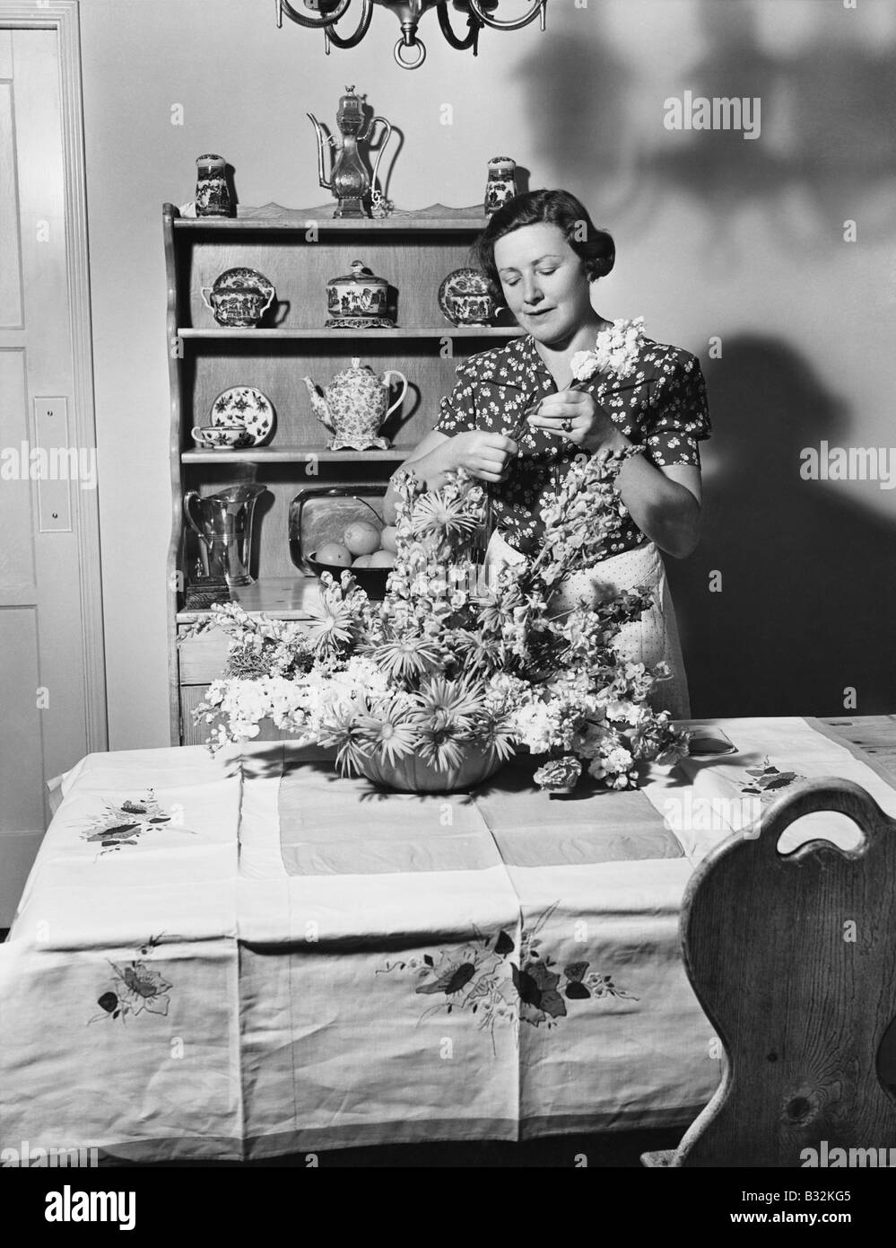 Flower arranging Black and White Stock Photos & Images - Alamy