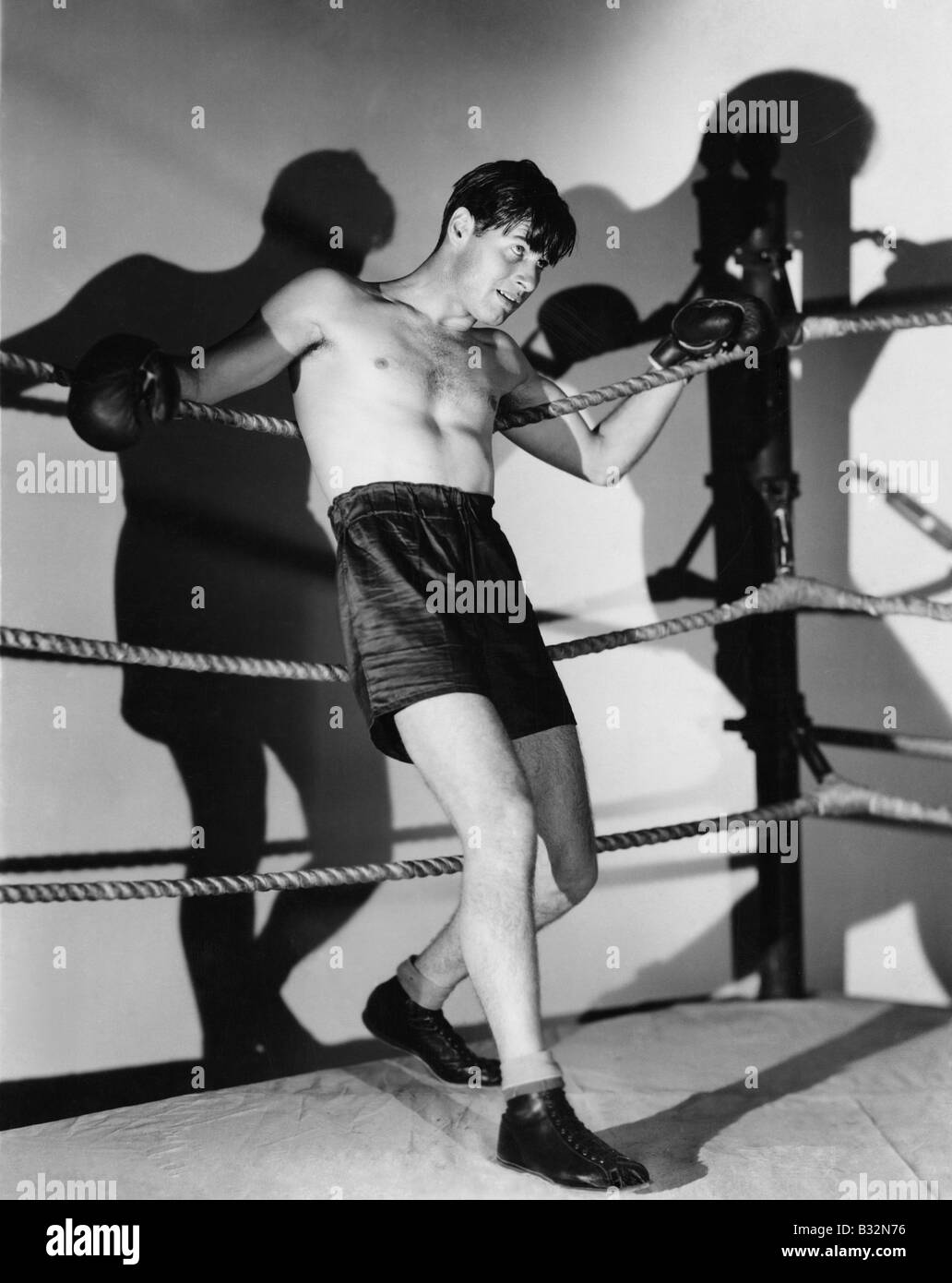 Boxer in ring Stock Photo - Alamy