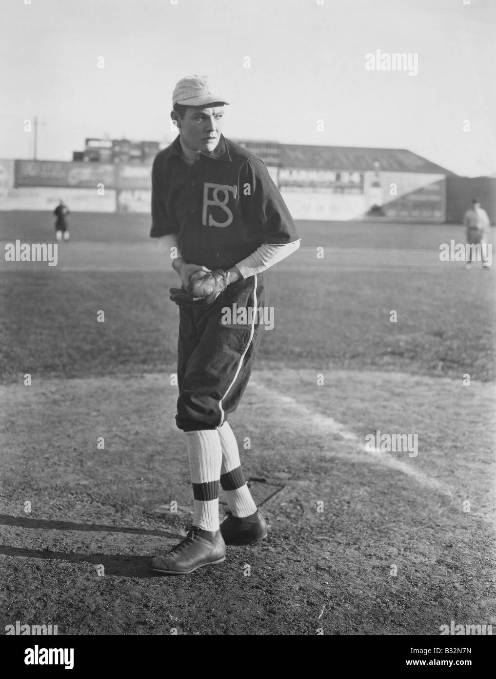 Portrait of pitcher on baseball field Stock Photo - Alamy