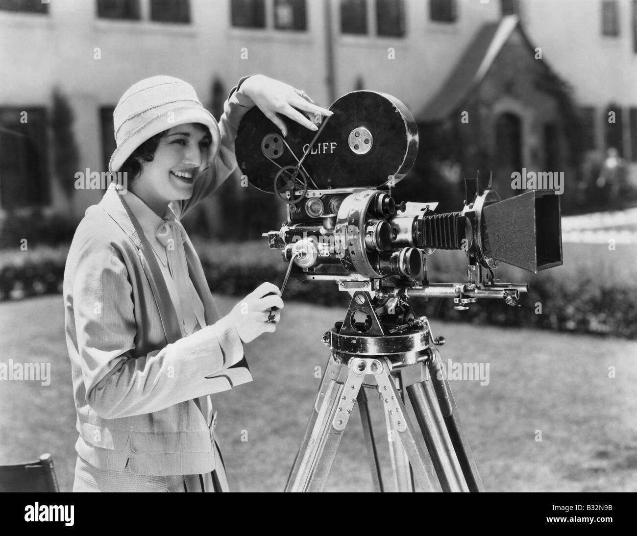 Young woman smiles filming hi-res stock photography and images - Alamy