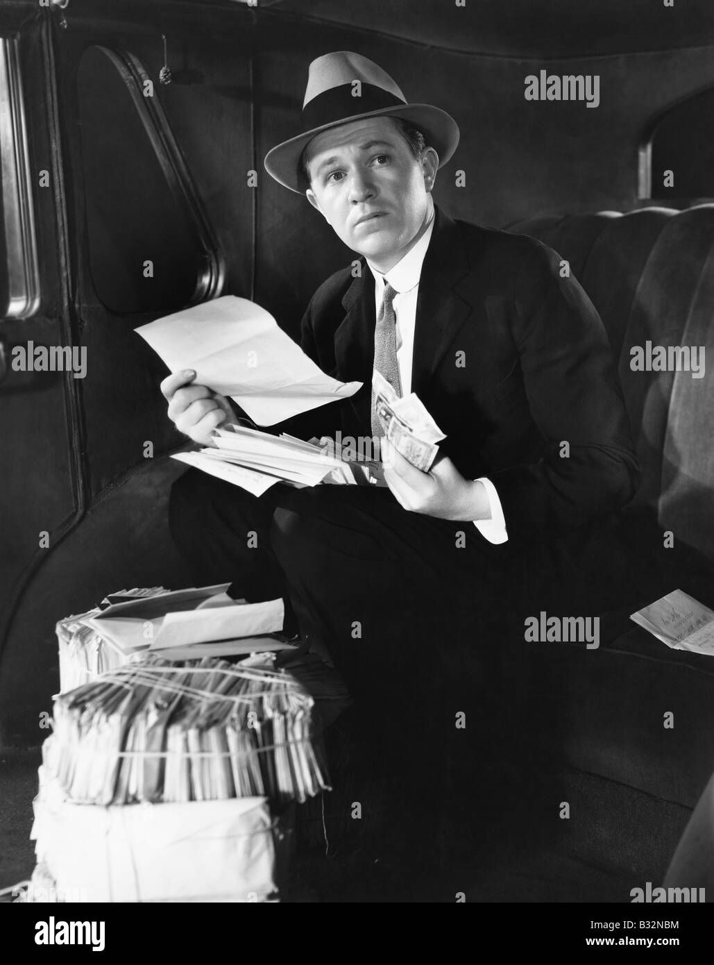 Man in car Black and White Stock Photos & Images - Alamy