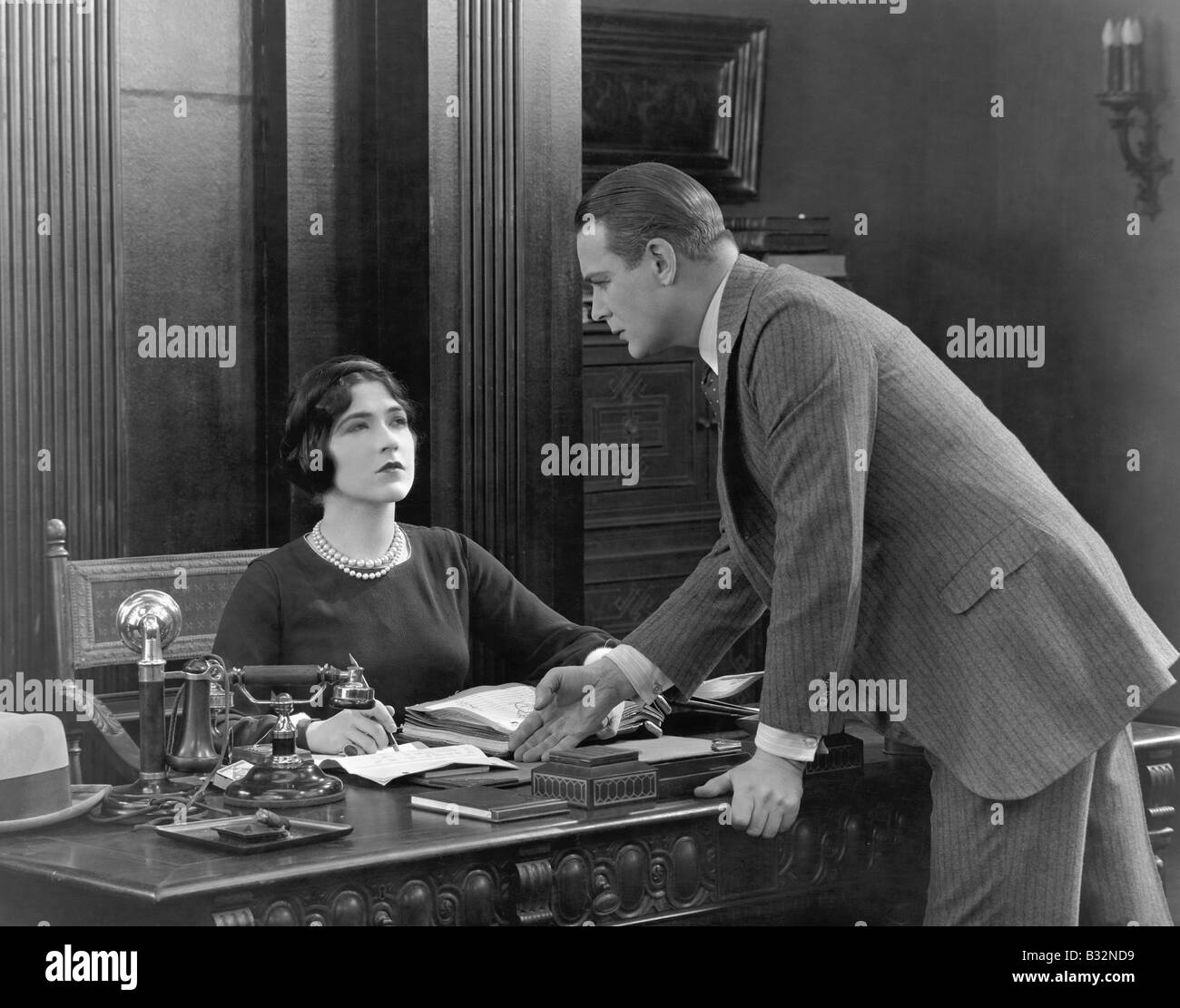 Office employee businesswoman man Black and White Stock Photos & Images ...