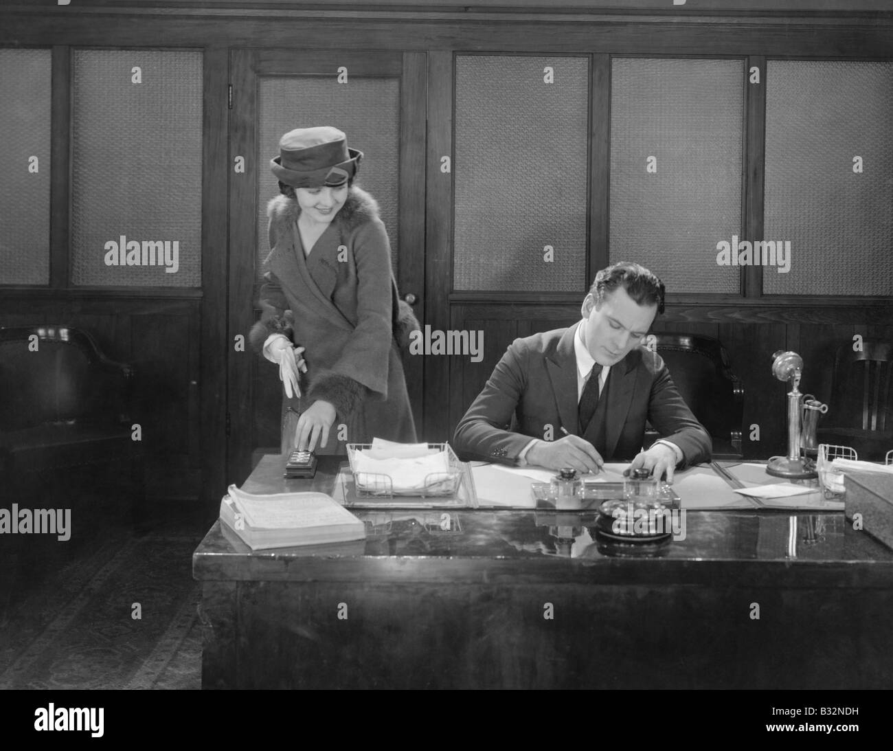Concentration woman office Black and White Stock Photos & Images - Alamy