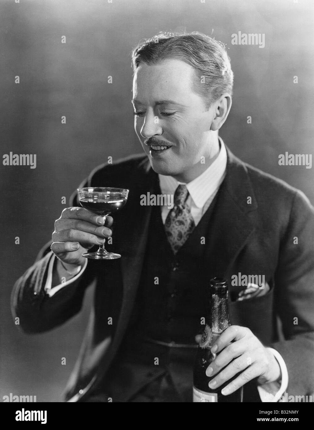 Smiling young man glass Black and White Stock Photos & Images - Alamy