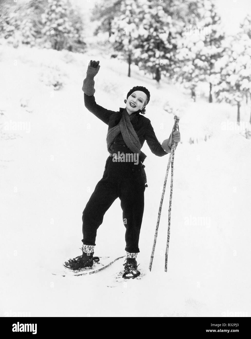 Winter lifestyle portrait young Black and White Stock Photos & Images ...